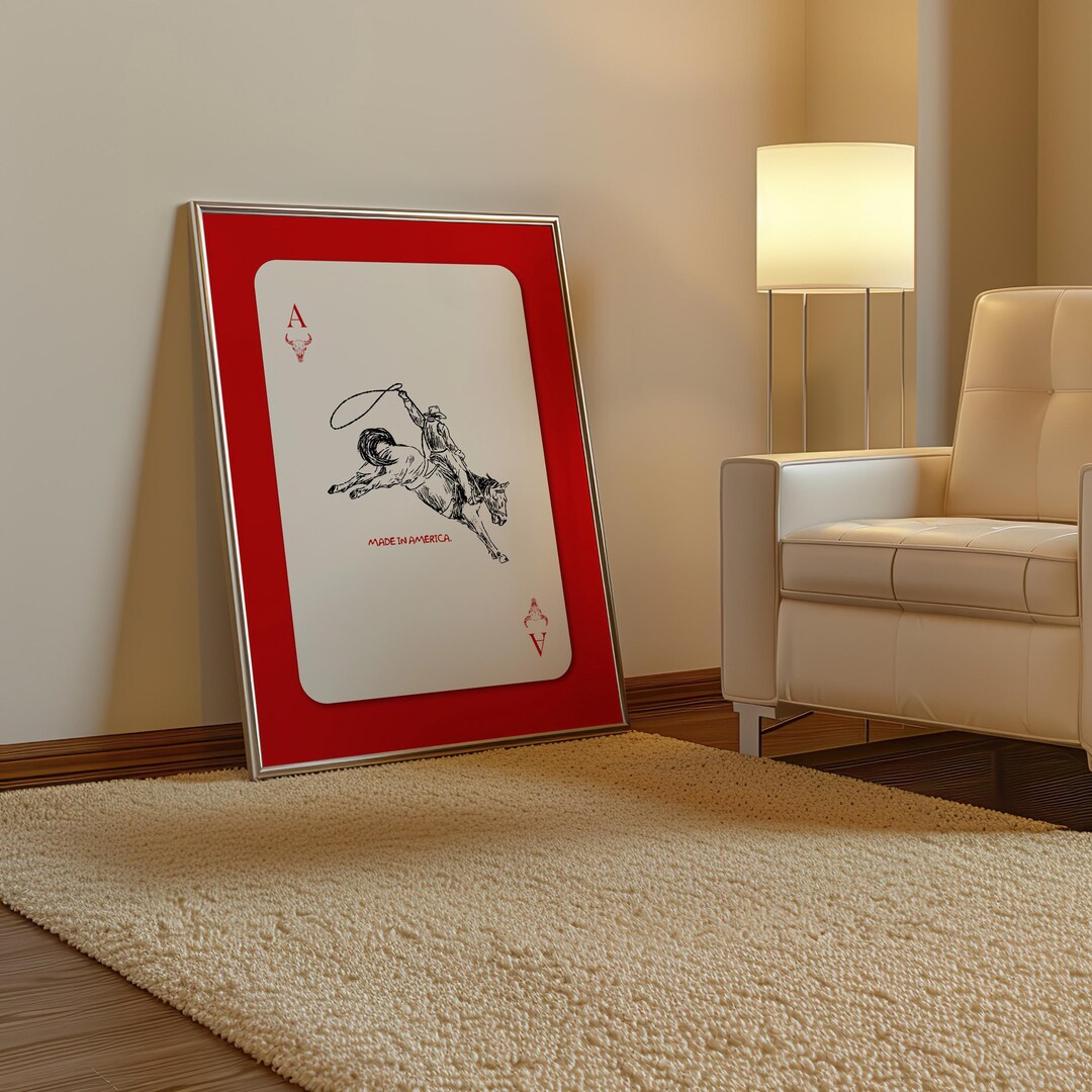 Rodeo Playing Card Print, Vintage Western Wall Art, Cowboy Wall Art ...