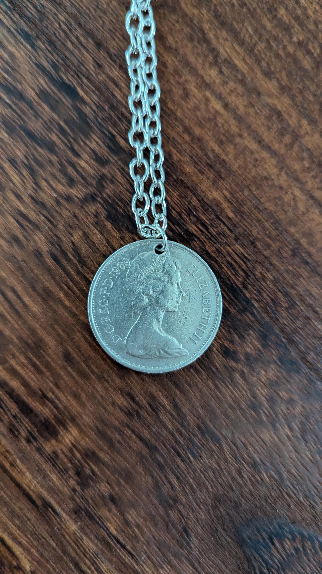England 1969 • Silver Upcycled Coin Necklace - Etsy