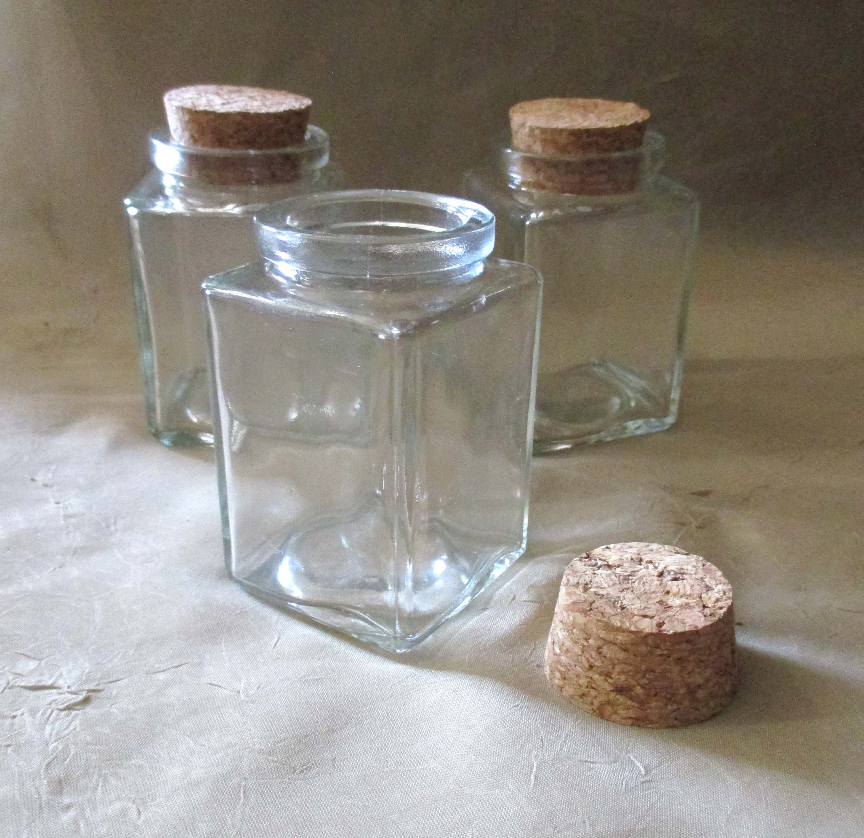 Square Jars Large and Small Glass Jars With Cork - Etsy