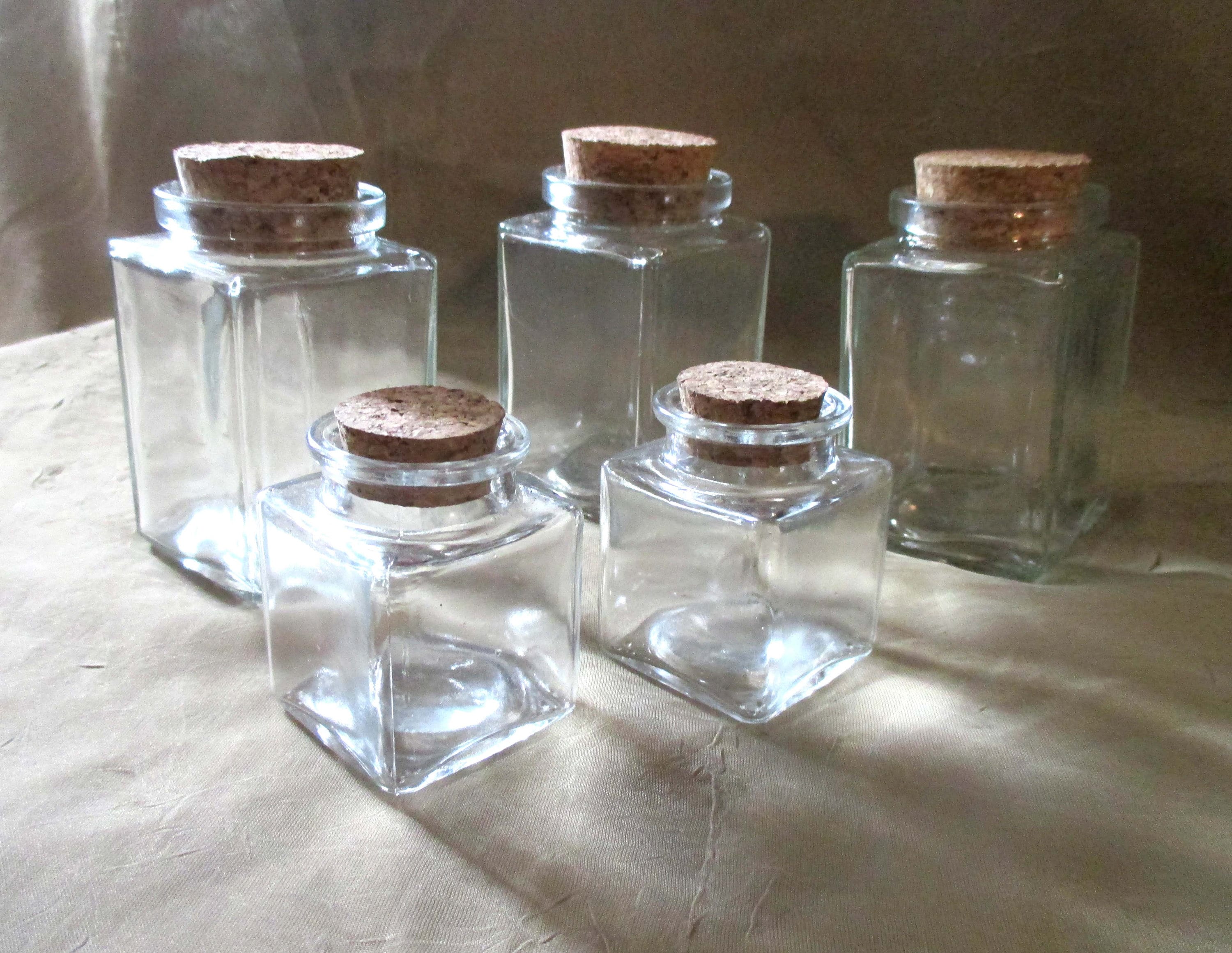 Square Jars Large and Small Glass Jars With Cork - Etsy