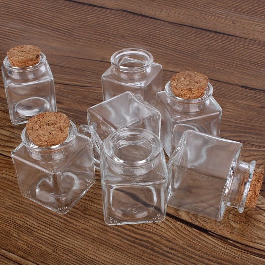 Square Jars Large and Small Glass Jars With Cork - Etsy
