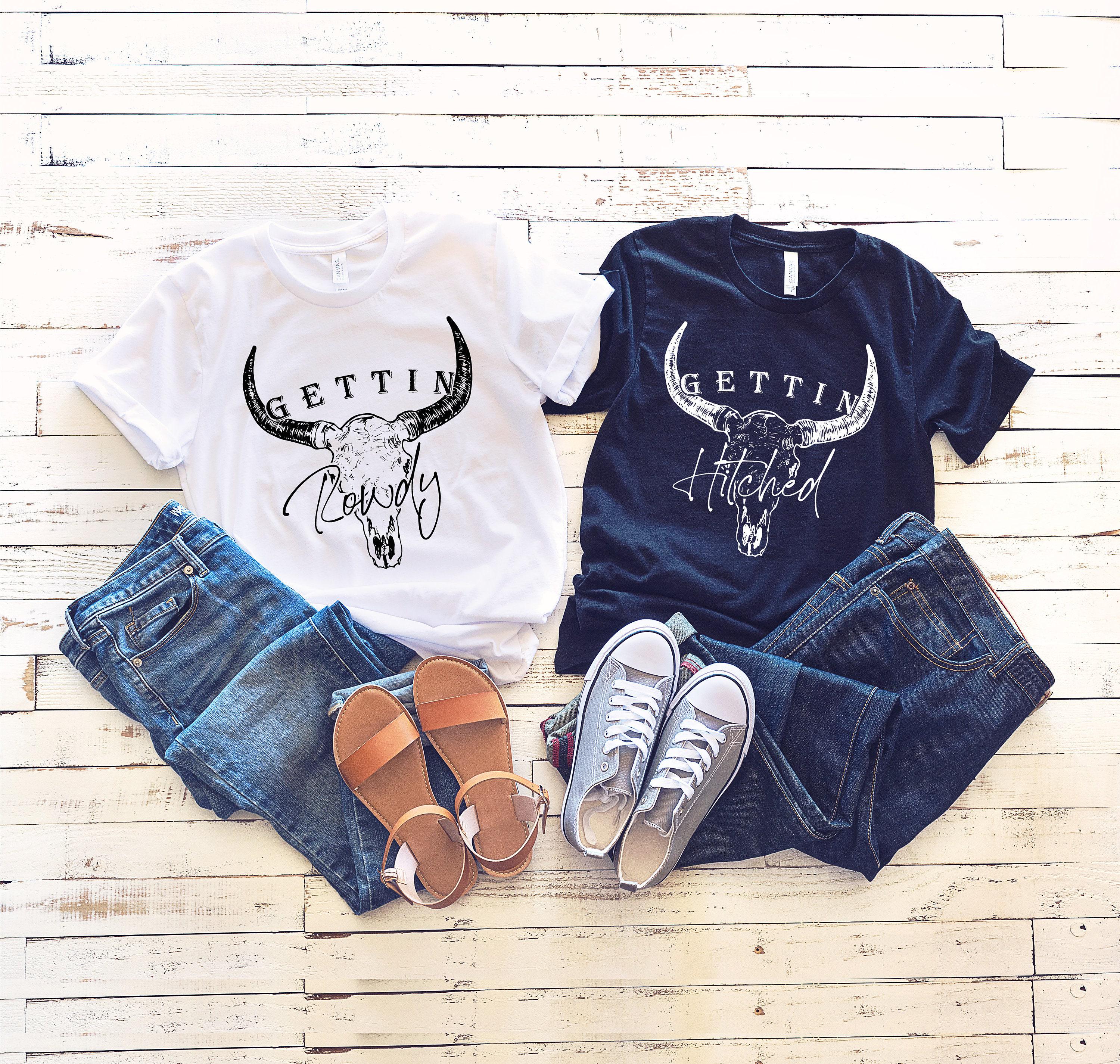 Getting Hitched Rowdy Shirt, Western Bachelorette Party Shirts ...
