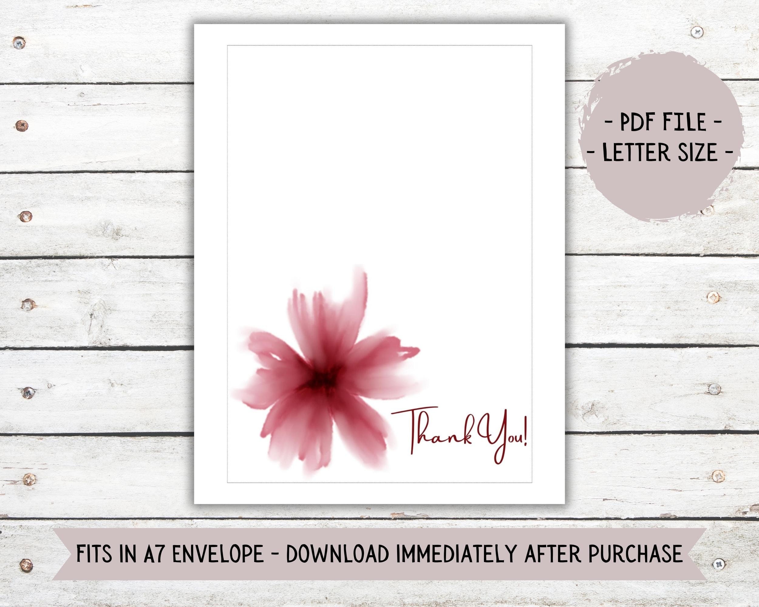 Thank You Printable Card / Instant Download PDF / Greeting - Etsy