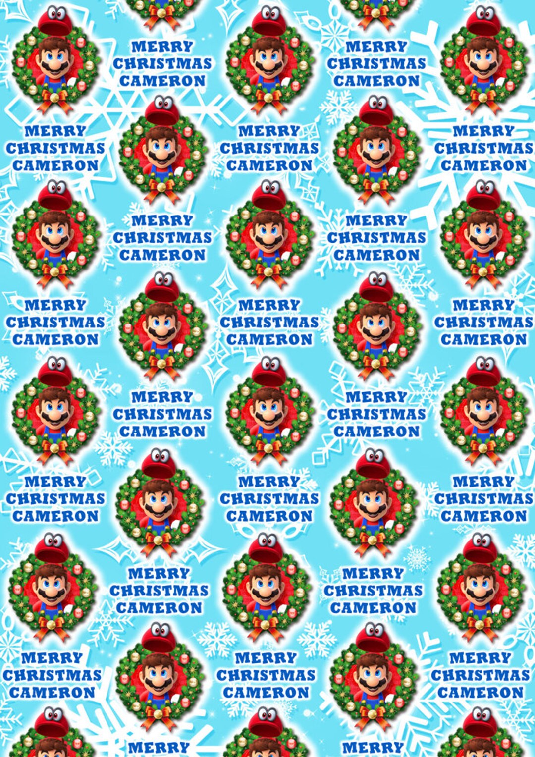 2 X SUPER MARIO Personalised Christmas Gift Wrap Super Mario ...