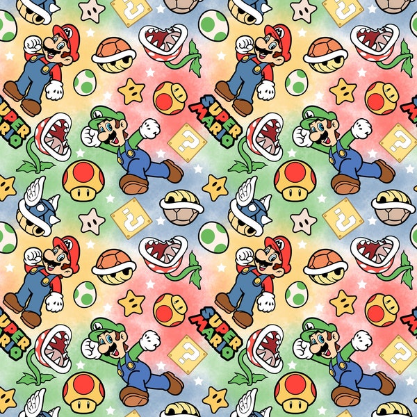 Super Mario Fabric - Etsy UK