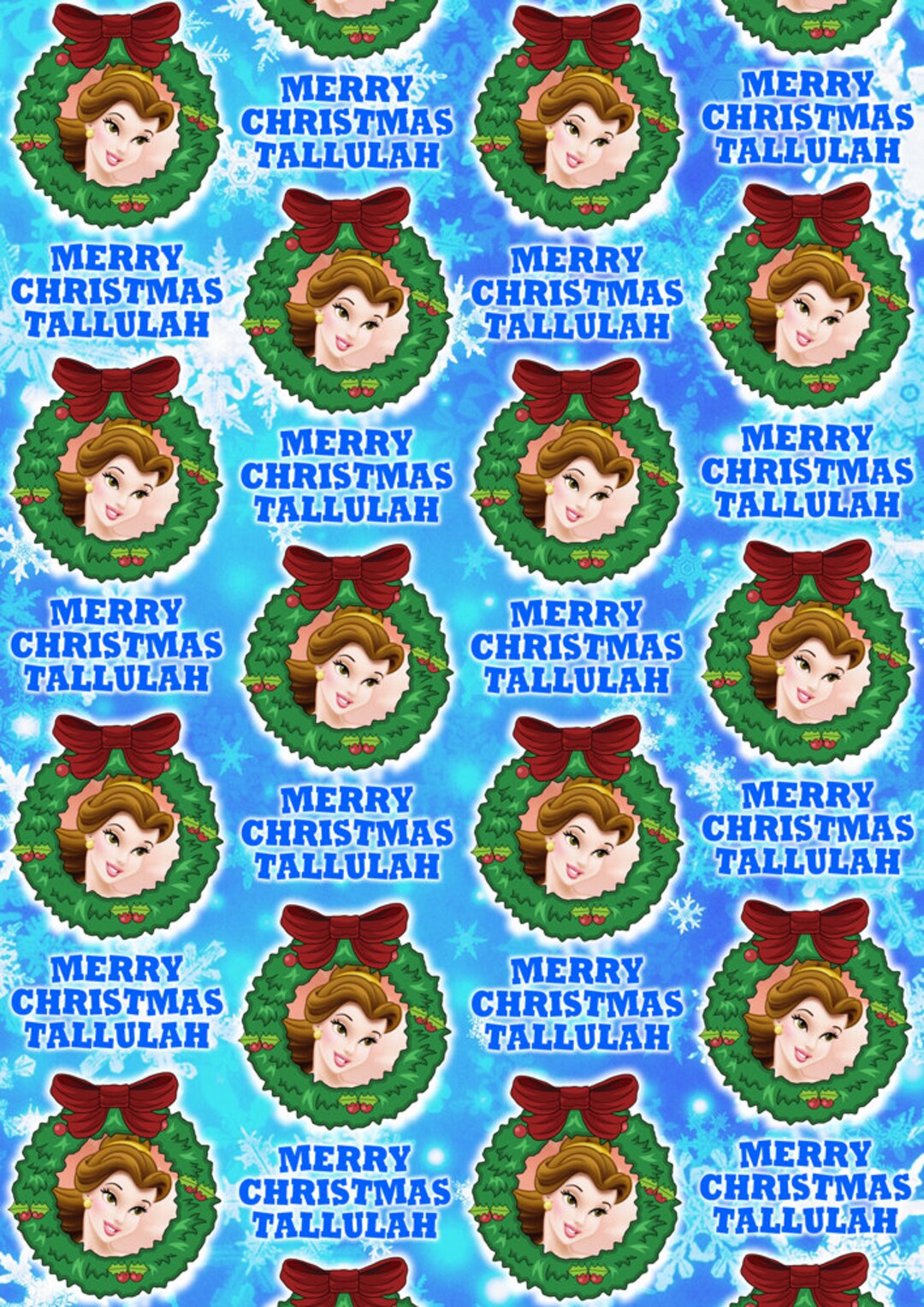2 X PRINCESS BELLE Personalised Christmas Gift Wrap Disney Beauty and ...