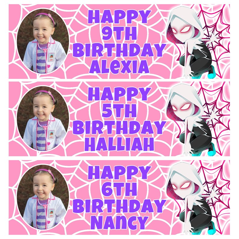 2 X SPIDER GIRL GWEN Photo Personalised Birthday Banners - Etsy