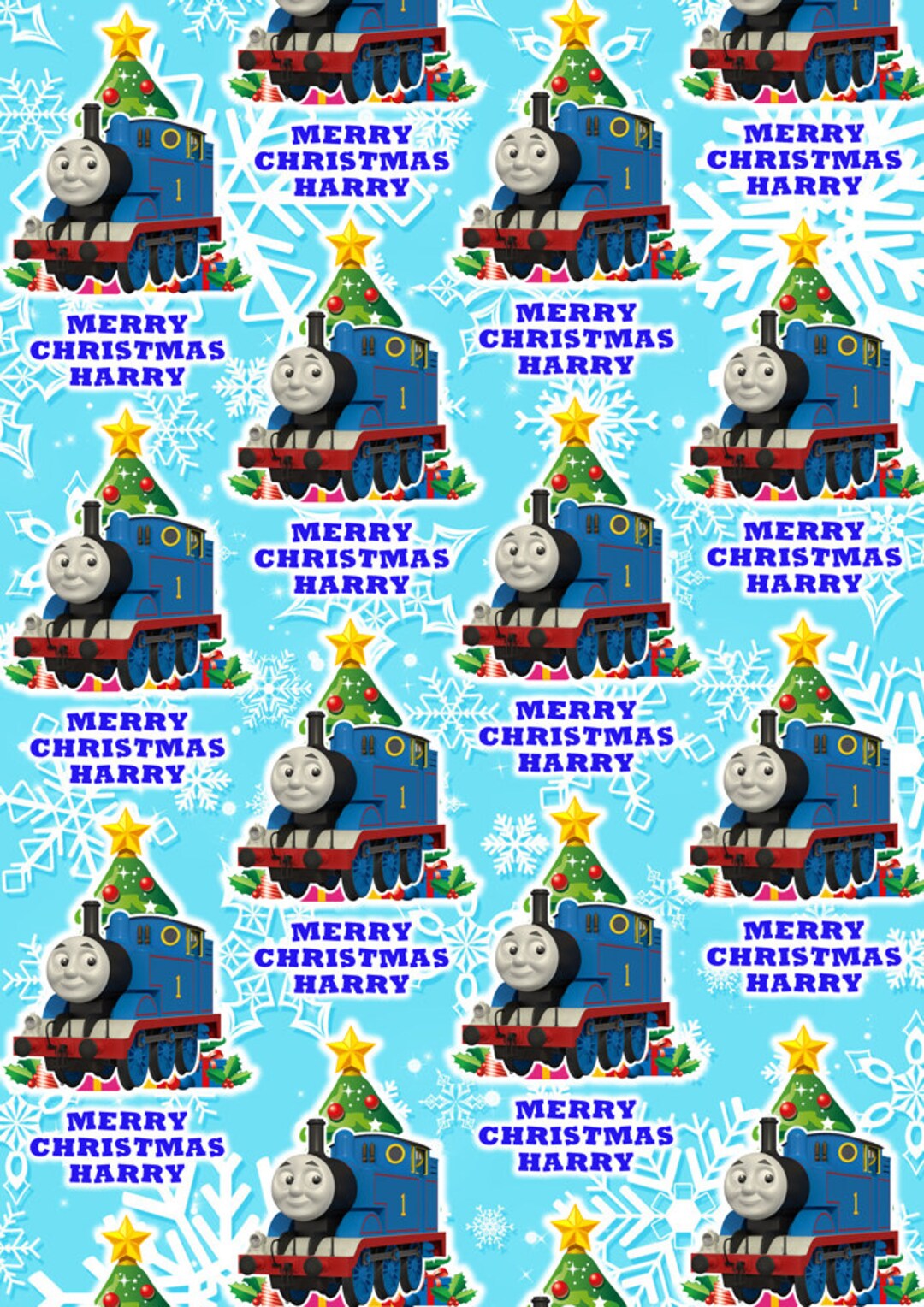 2 X THOMAS AND FRIENDS Personalised Christmas Gift Wrap Thomas Tank ...