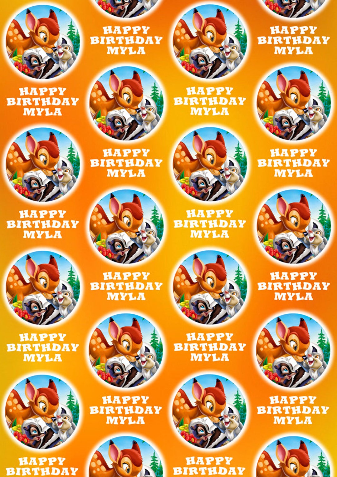 2 x DISNEY BAMBI Personalised Birthday Wrapping Paper Disney Bambi ...