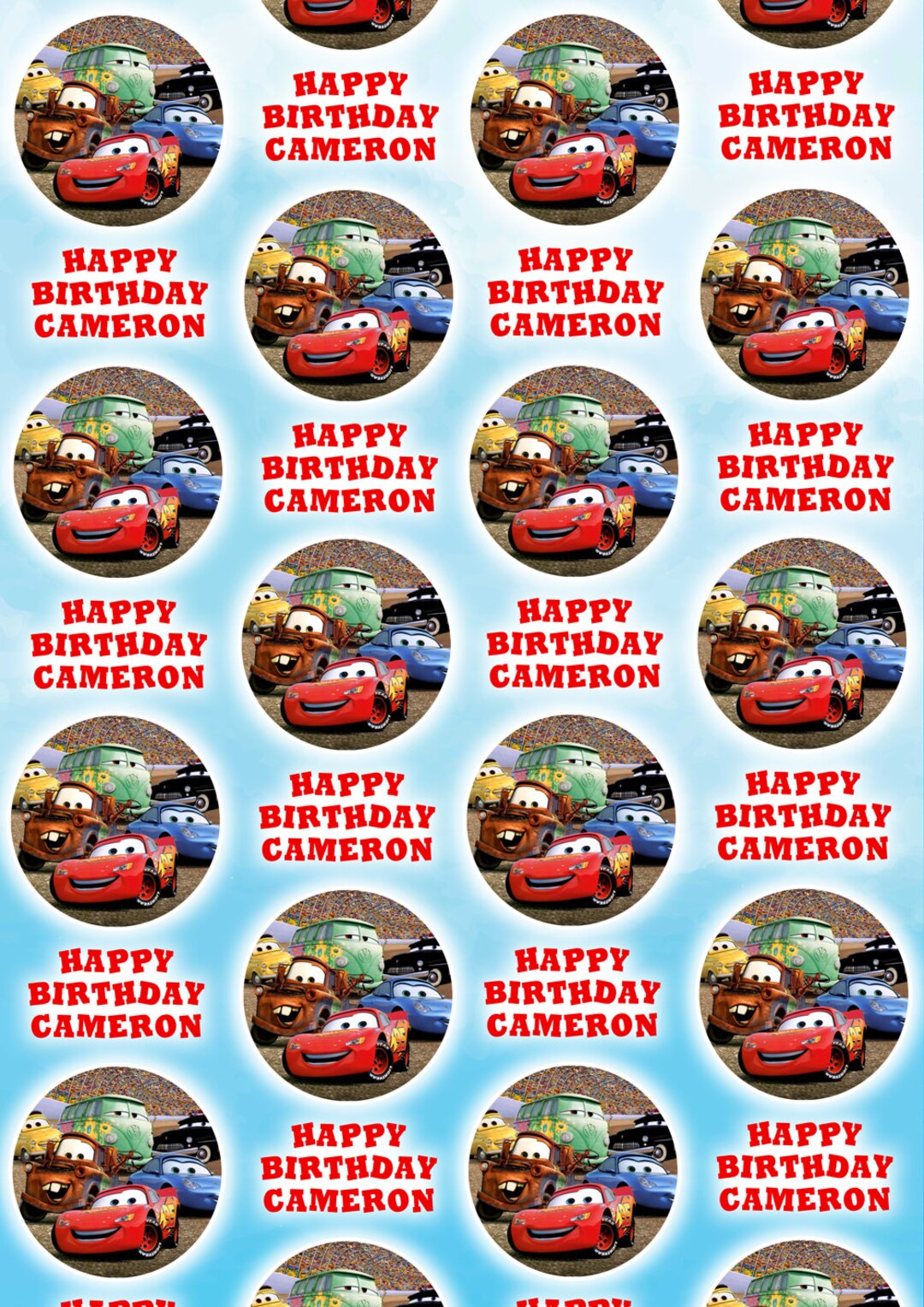 2 X DISNEY CARS Personalised Birthday Wrapping Paper - Etsy