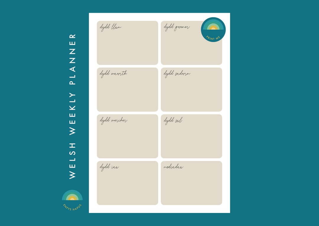 Welsh Neutral Weekly Planner / Print Me - Etsy