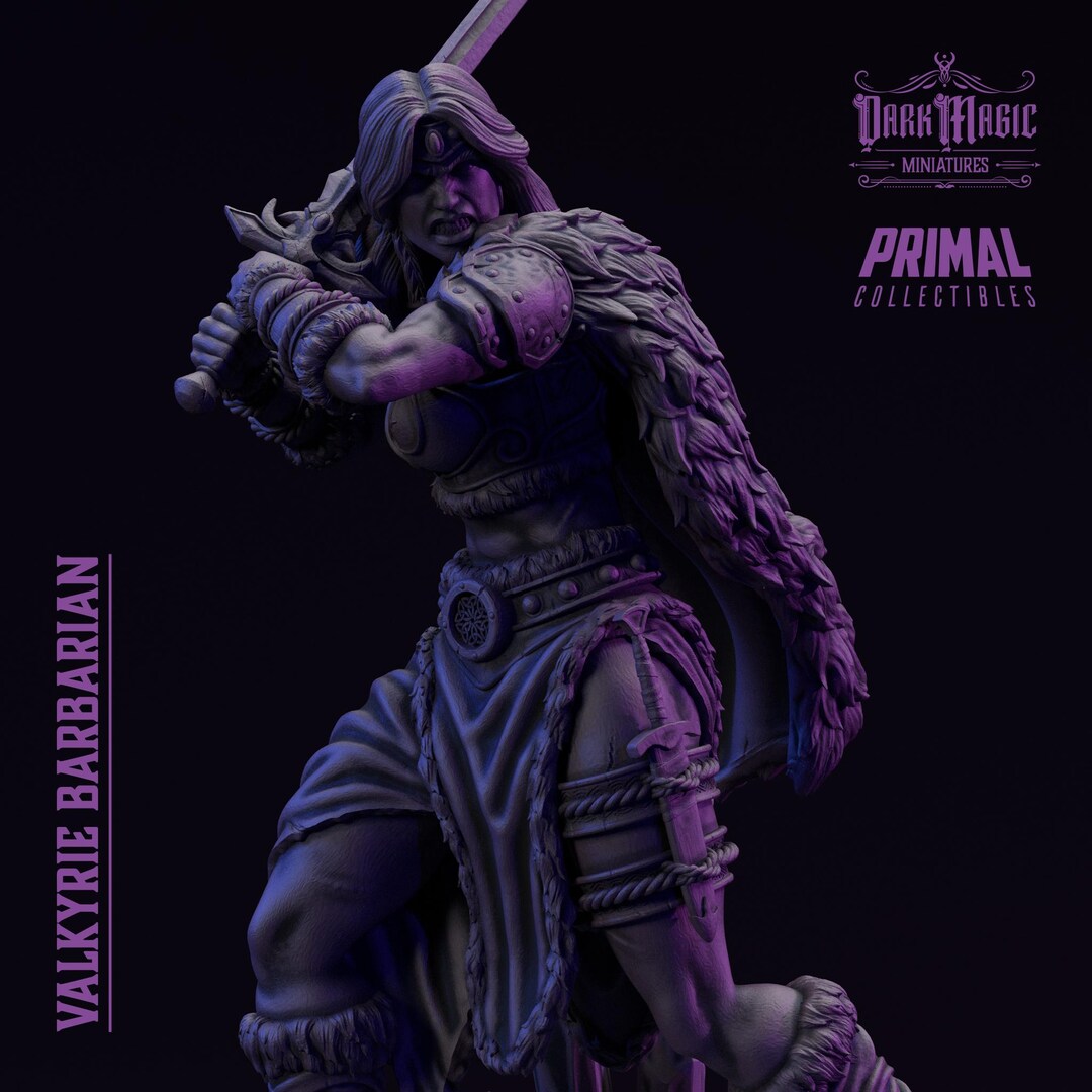 Barbarian Valkyrie | 3D Printed Resin Miniature | NPC, PC | Female, Fur ...