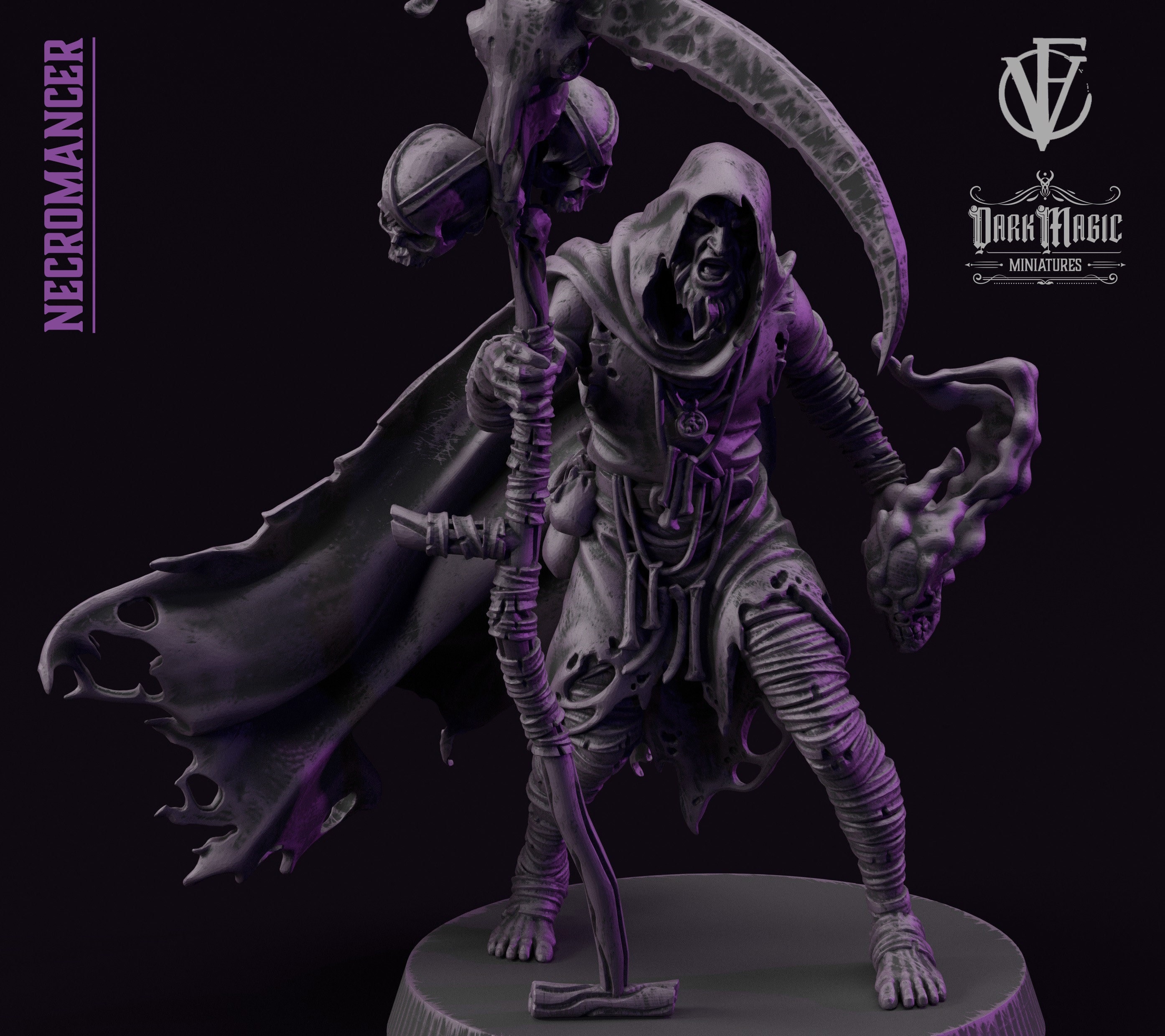 Necromancer Wizard Dark Mage 3D Printed Miniature D&D | Etsy UK