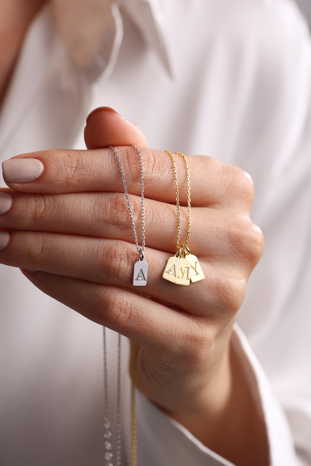 Personalized Family Initial Necklace, 14k Gold Plated Sterling Silver ...