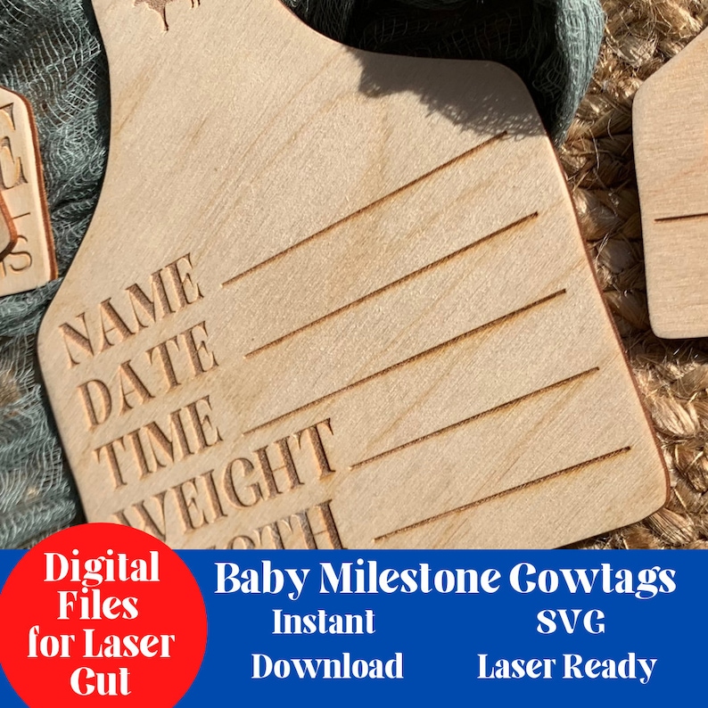 Baby Milestone Cowtags | SVG PDF DXF Laser Cut File | Birth ...