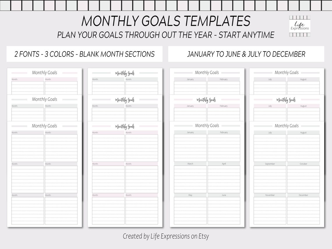 Printable Goal Planner Templates / Personal & Professional - Etsy
