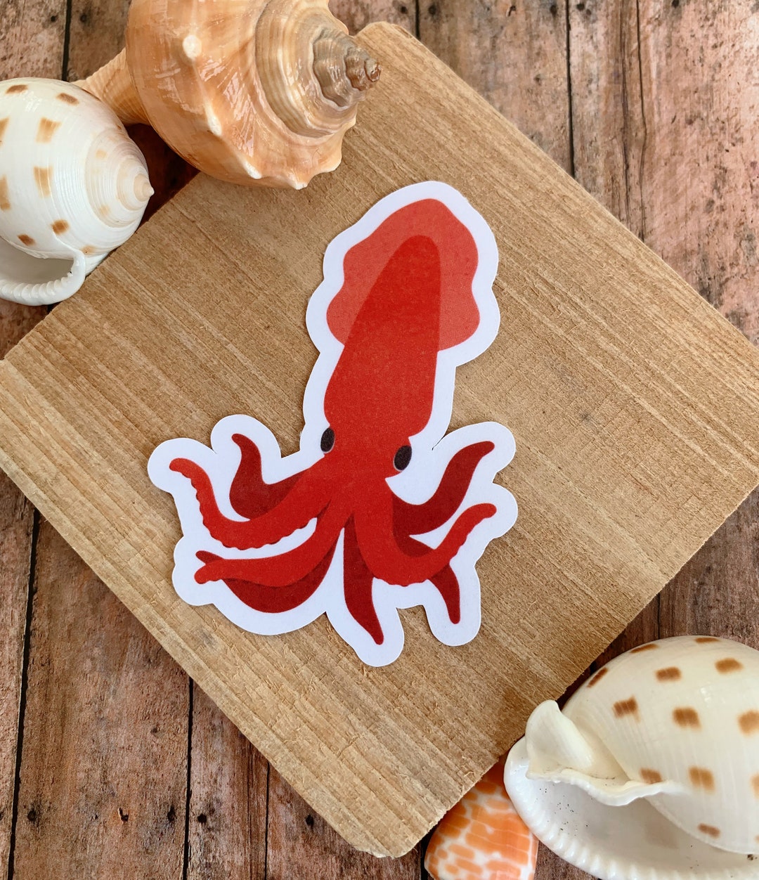 Giant Squid Vinyl Sticker | Red Decal Laptop Customization | Marine ...