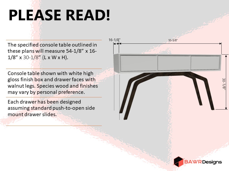 DIY Modern Console Table Digital Build Plans - Etsy
