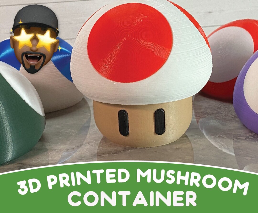 3D Printed Mushroom Container With Screw Top Lid PLA Stash Box - Etsy
