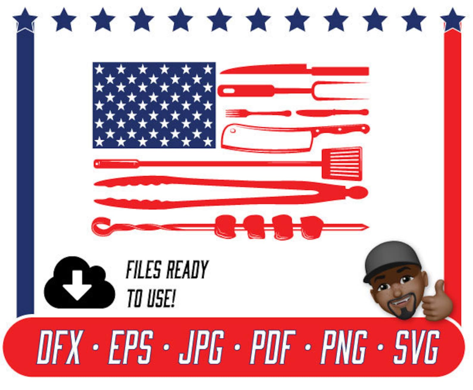 BBQ Flag SVG Grill Flag USA Barbeque Flag Grilling - Etsy