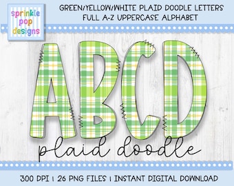 Doodle Alphabet | Green Polkadot Doodle Letters | Alphabet Font Clipart ...