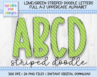 Doodle Alphabet | Green Polkadot Doodle Letters | Alphabet Font Clipart ...