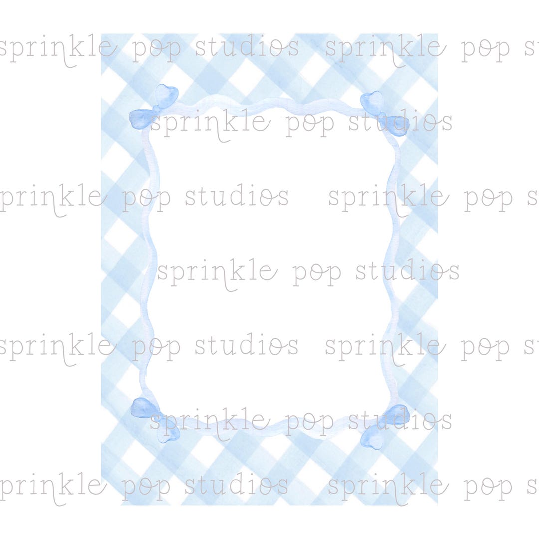5x7 Blue Bow Frame With Gingham | Watercolor Design | Preppy Design ...