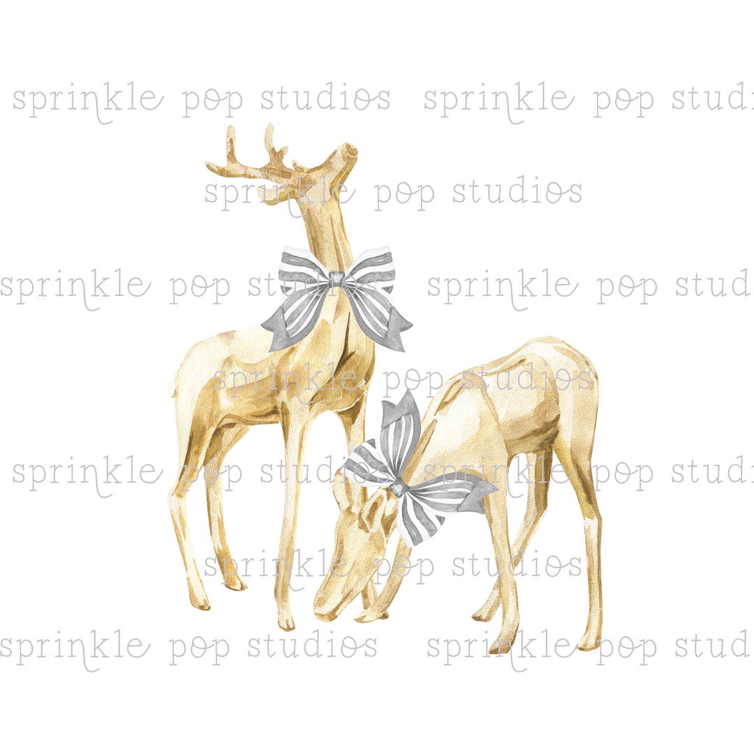 Reindeer With Striped Bows | Christmas PNG | Chinoiserie Christmas ...