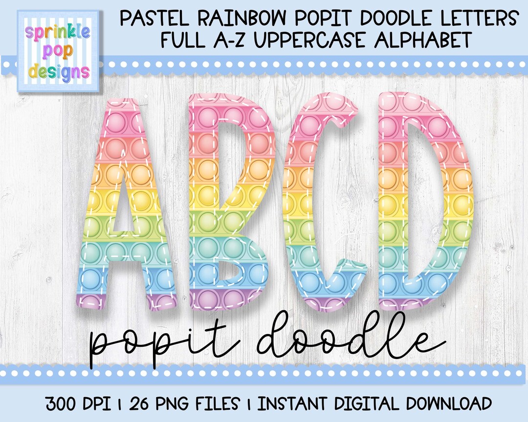 Doodle Alphabet | Pastel Rainbow Pop It Doodle Letters | Fidget ...