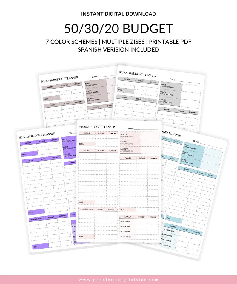 50/30/20 Budget Overview Template: Monthly Budget Planner, Income ...