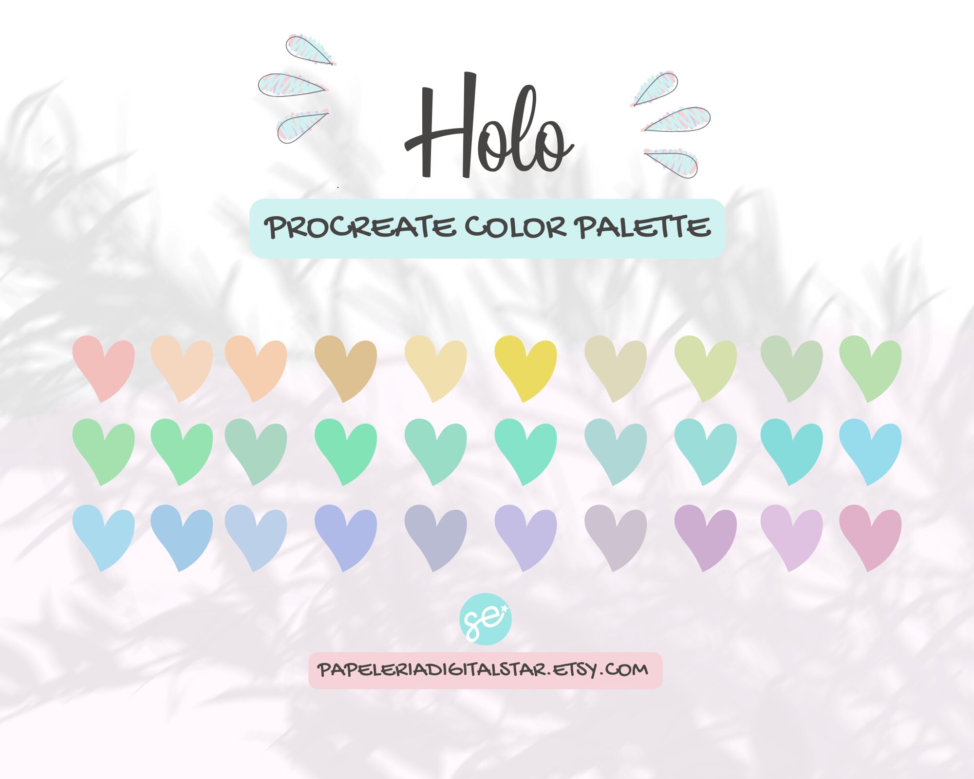 Procreate Color Palette Color Swatches Holographic Colors | Etsy