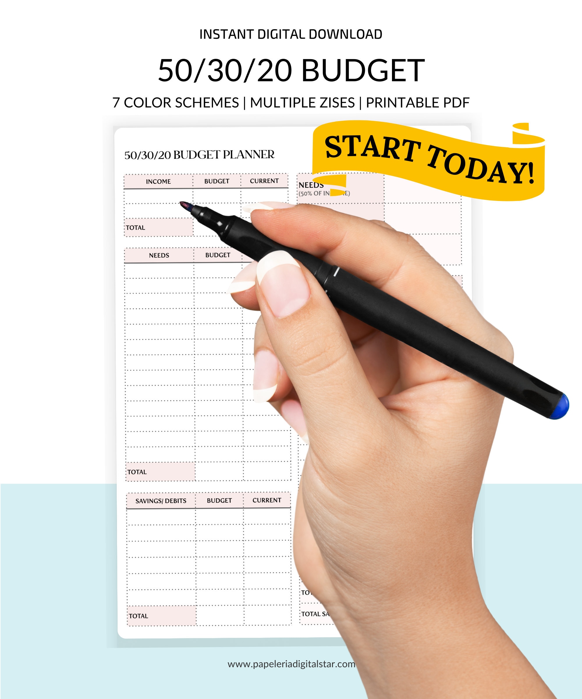 50/30/20 Budget Overview Template: Monthly Budget Planner, Income ...