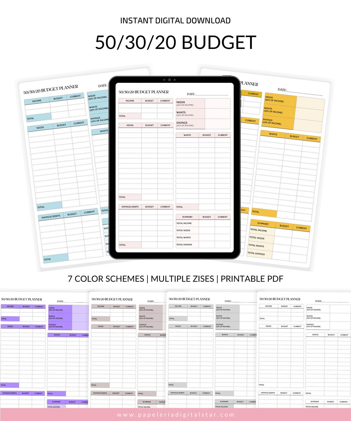 50/30/20 Budget Overview Template: Monthly Budget Planner, Income ...
