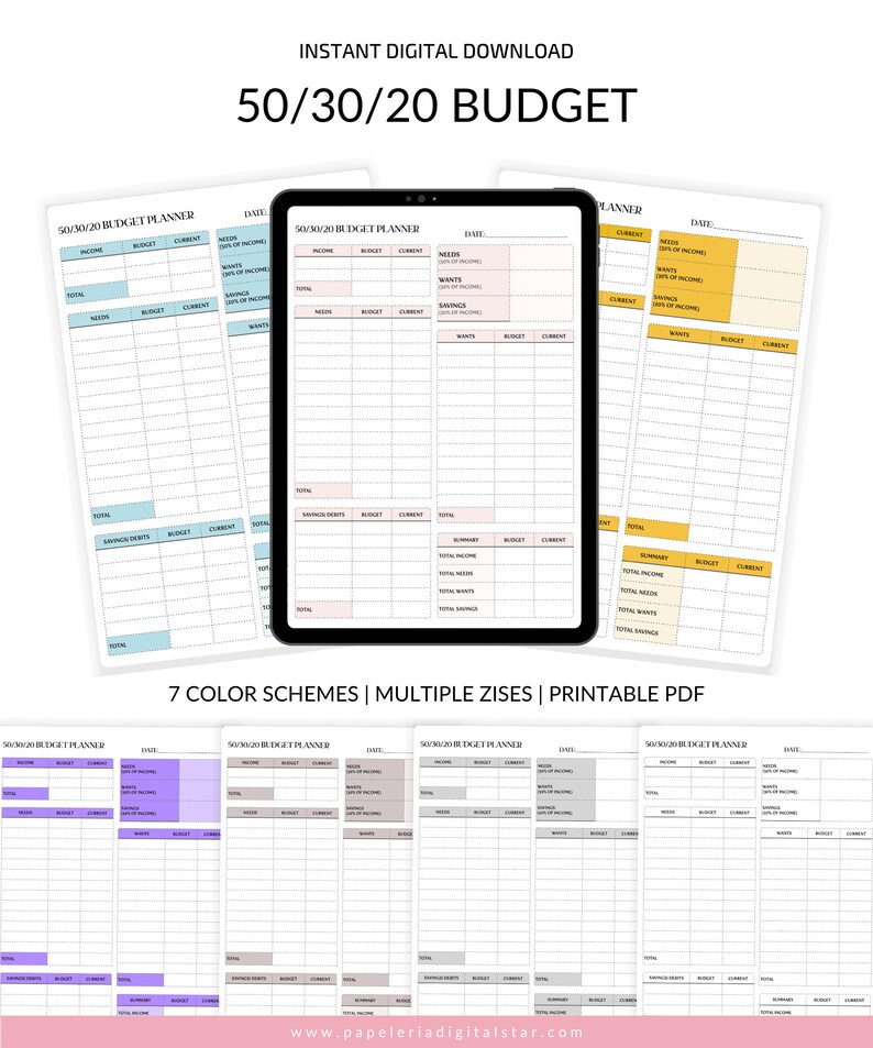 50/30/20 Budget Overview Template: Monthly Budget Planner, Income ...