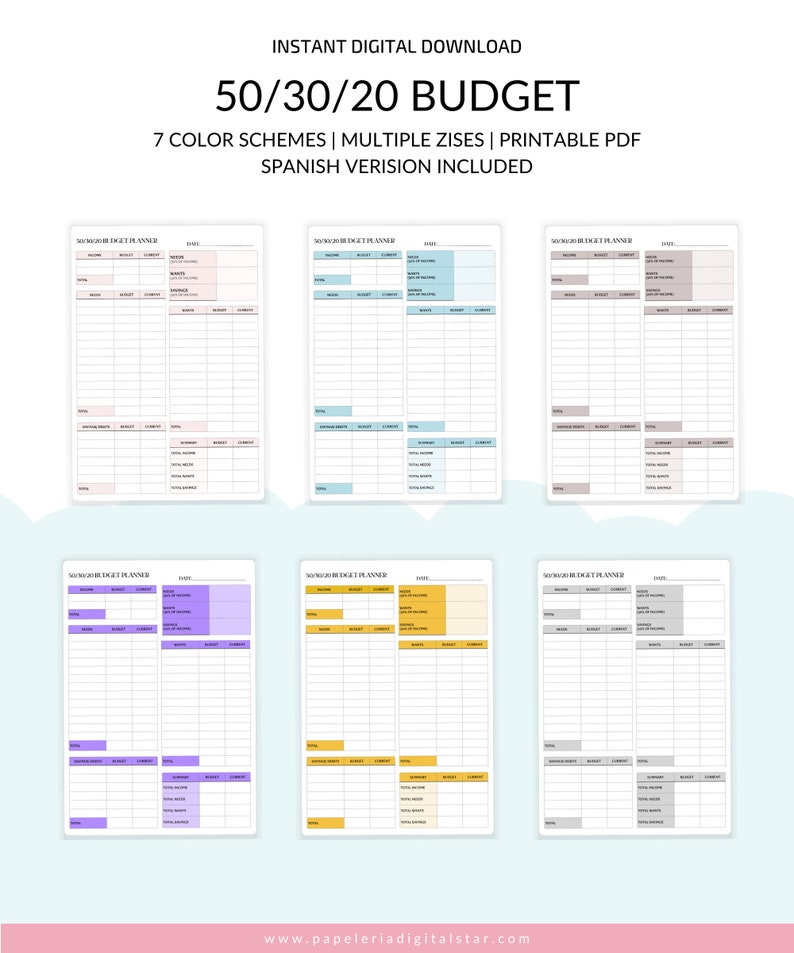 50/30/20 Budget Overview Template: Monthly Budget Planner, Income ...