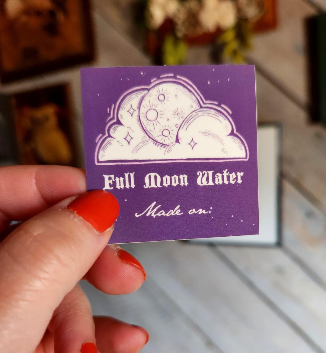 Full Moon Water Label 2 X 2 Inches Matte Vinyl Die Cut Sticker Witchy ...