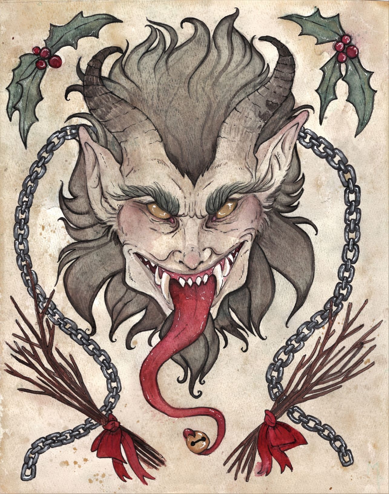 Krampus 8.5x11 Watercolor Art Print AND ORIGINAL - Etsy