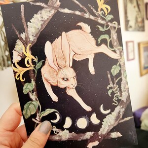Ostara Eostre Bunny Rabbit Hare Acrylic Painting Print 8.5x11 and 5x7 ...