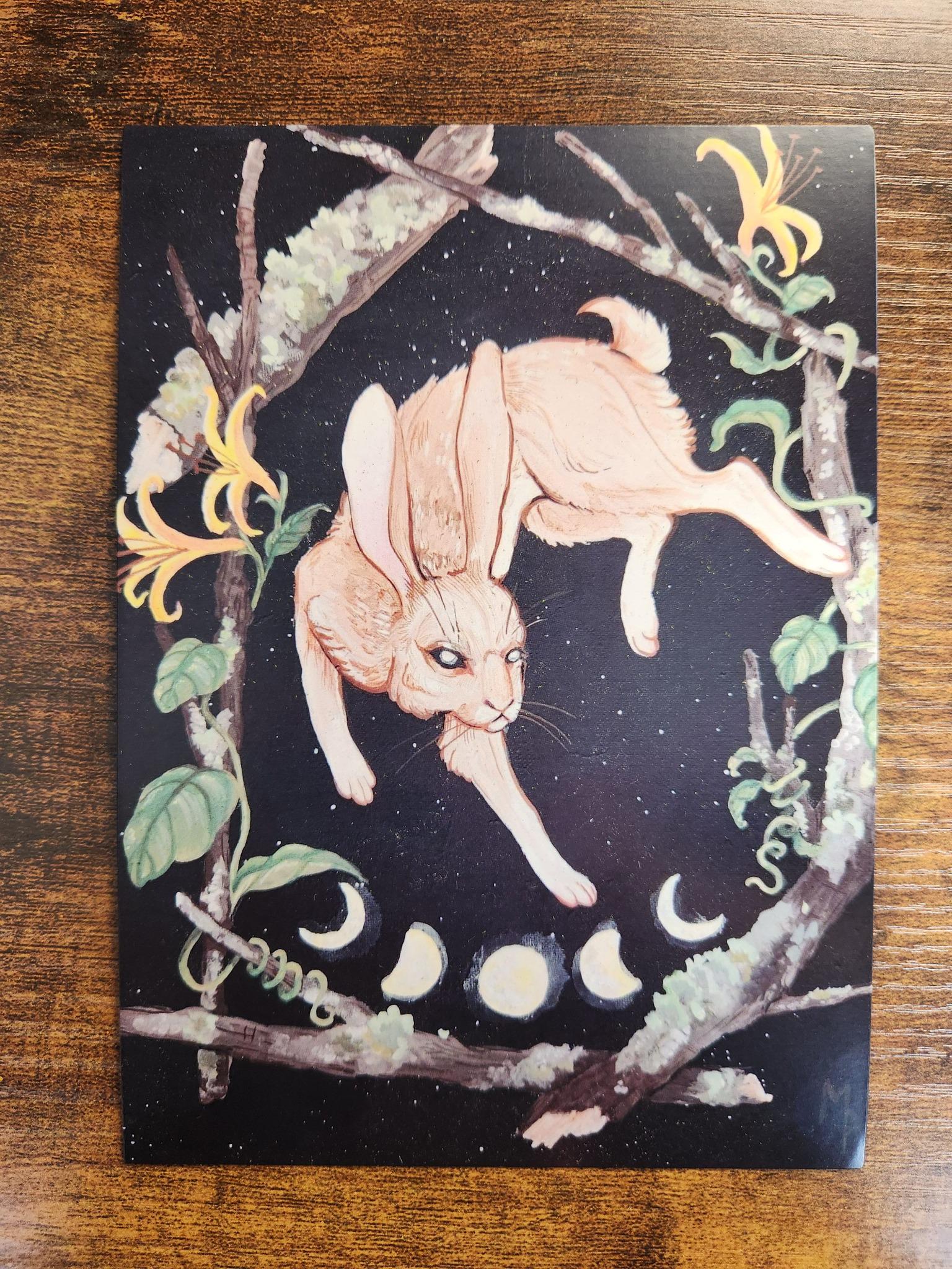 Ostara Eostre Bunny Rabbit Hare Acrylic Painting Print 8.5x11 and 5x7 ...