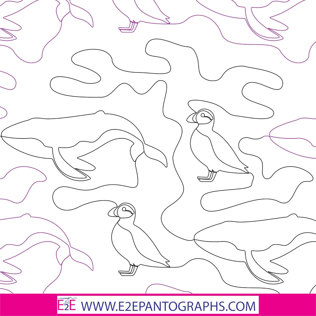 E2E Humpback Whales and Puffins Pantograph - Etsy