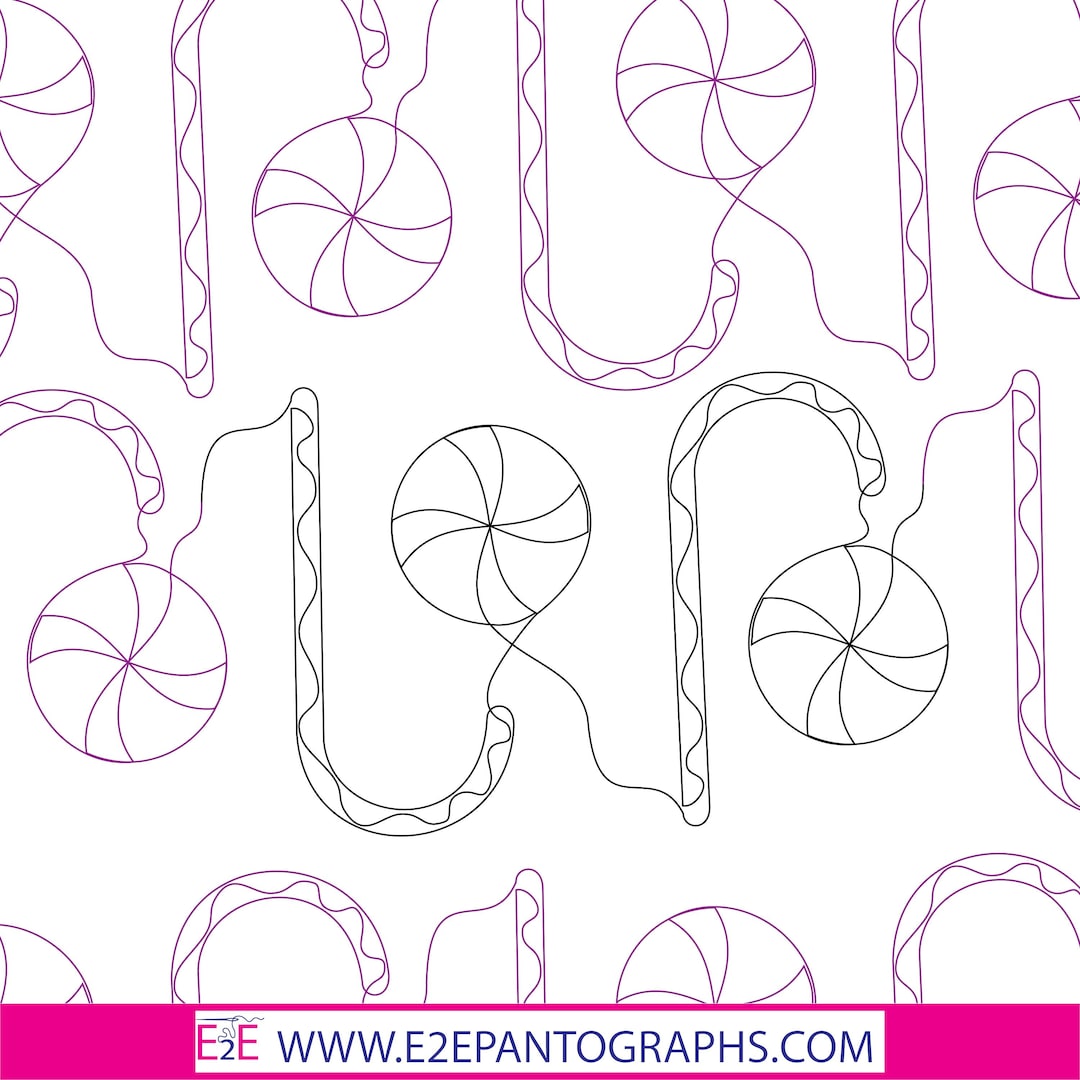 E2E Candy Canes Xmas Pantograph - Etsy