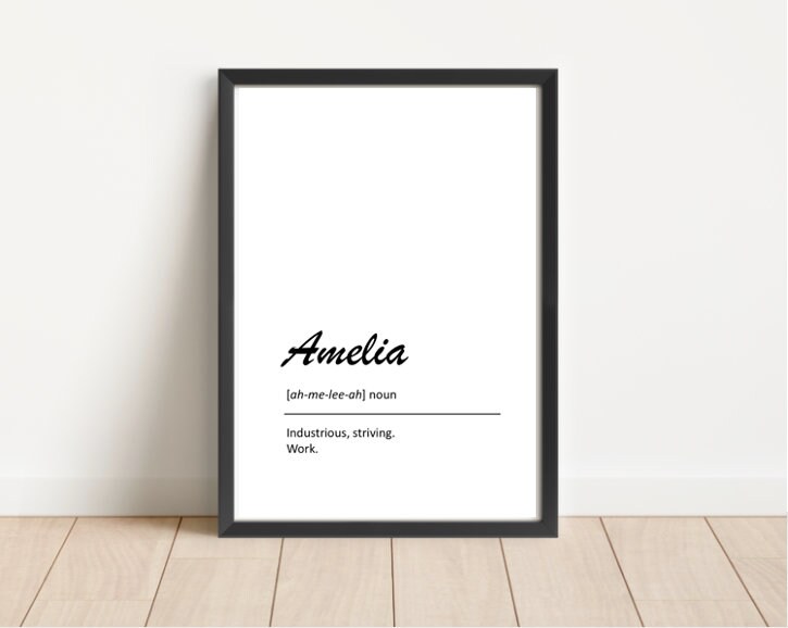 Amelia | Name Meaning Print | Nursery Print | New Baby | Name ...