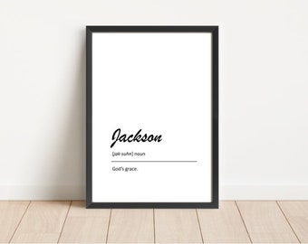 Jackson Name Meaning Print, Name Print, Wall Art, Minimalist Print ...