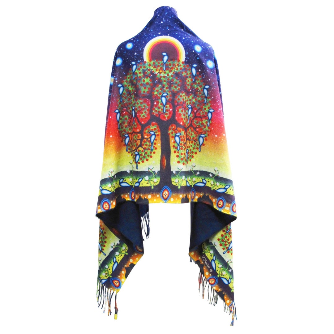Tree of Life Art Print Shawl by Canadian Native Indigenous Artist James ...