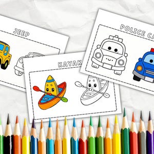 Printable Coloring Book for Kids - Cute Vehicles | 50 Pages | Instant ...