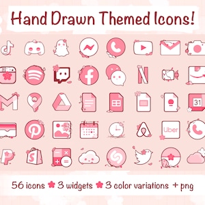 Sakura Theme Icon Pack | Kawaii Pink Cherry Blossom Aesthetic for ...