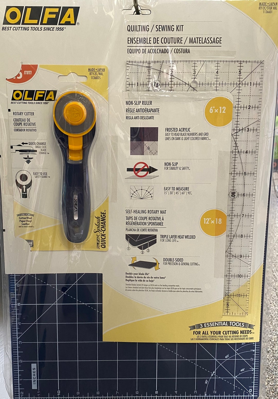 Olfa Quilting Kit W/rotary Cutter, Cutting Mat and Ruler - Etsy
