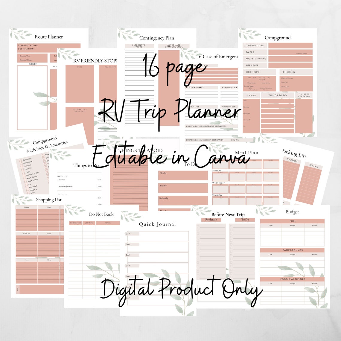Editable RV Trip Planner, Printable Camping Planner - Etsy