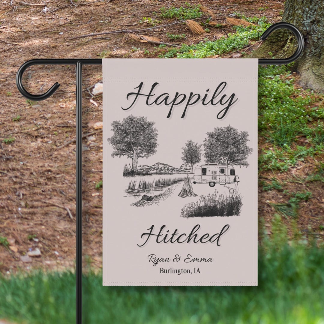 Personalized Campsite Flag, Custom Campsite Banner, Couple's Camping ...