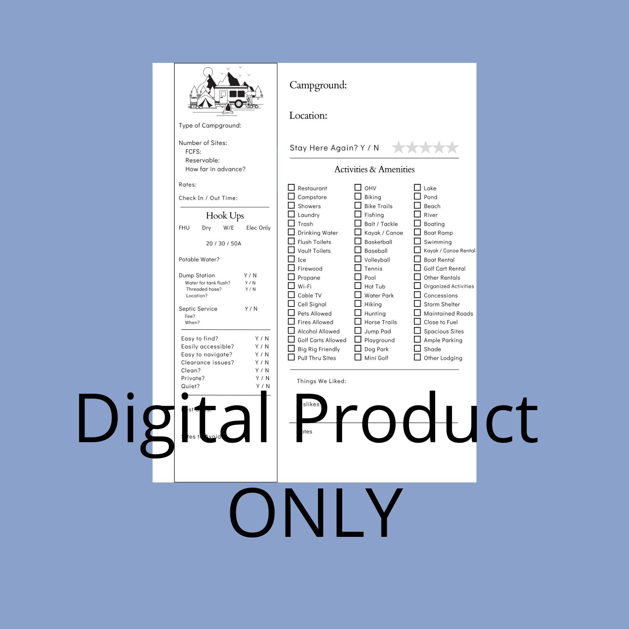 Printable Camping Log, Campground & Campsite Tracker, Camping Journal ...